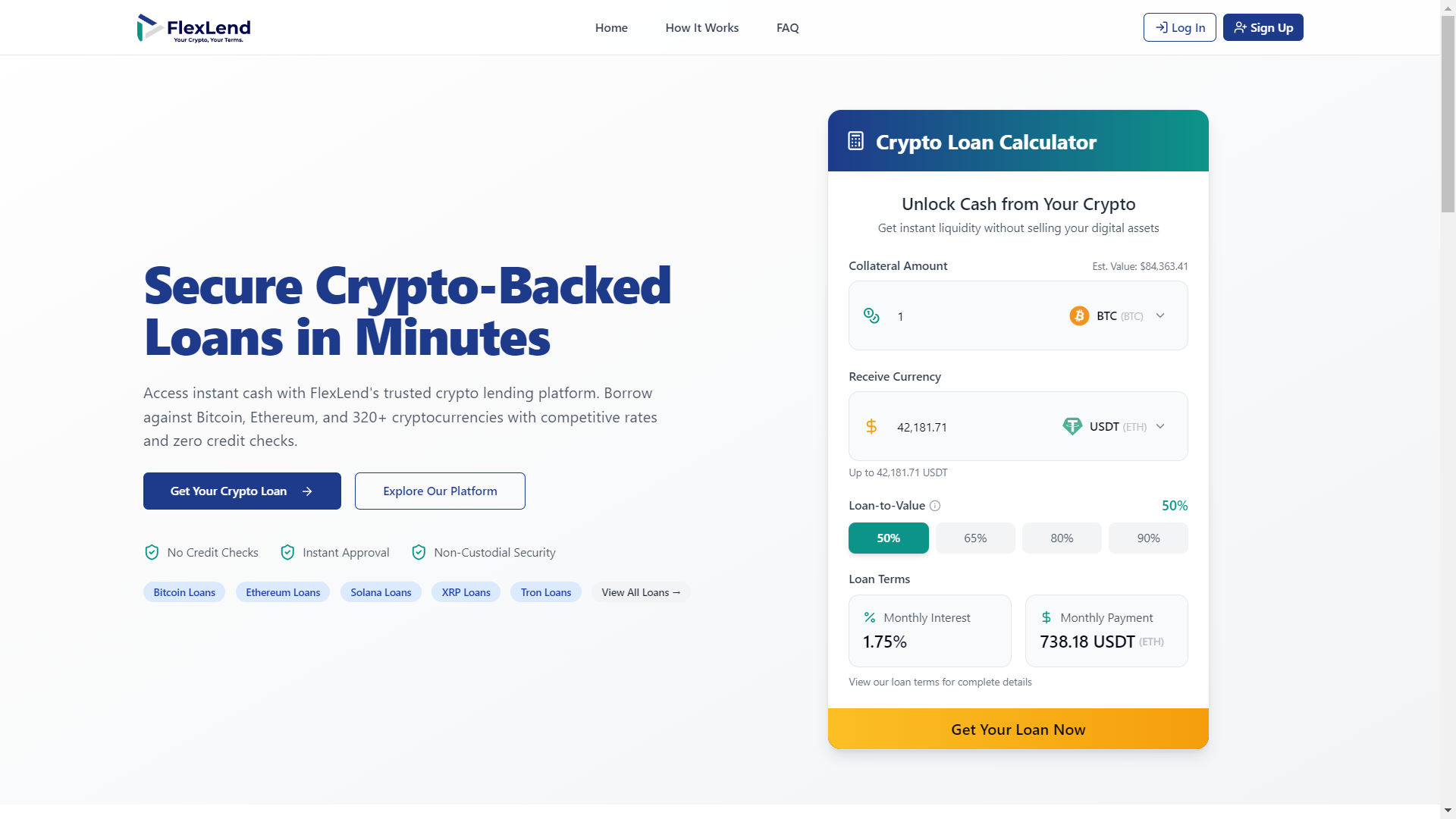 FlexLend - Crypto Loans | Bitcoin, Ethereum Loans | Secure Crypto-Backed Lending Platform